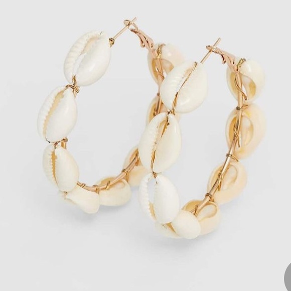 Zara | Jewelry | Zara Shell Hoops | Poshmark